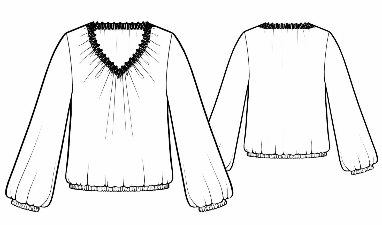 Blouse With Elastic - Sewing Pattern #5765. Made-to-measure sewing ...