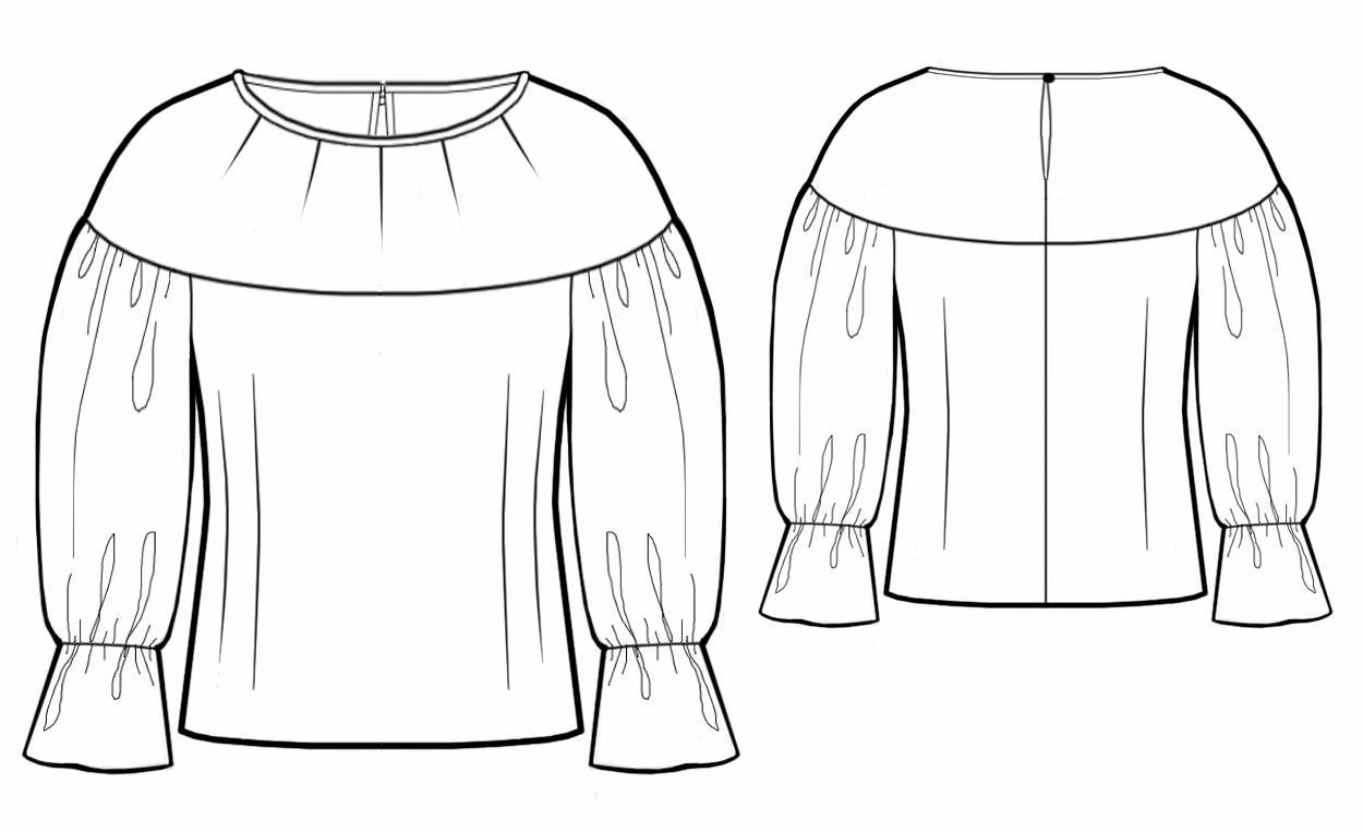 Blouse With Closure At Back - Sewing Pattern #5751. Made-to-measure ...