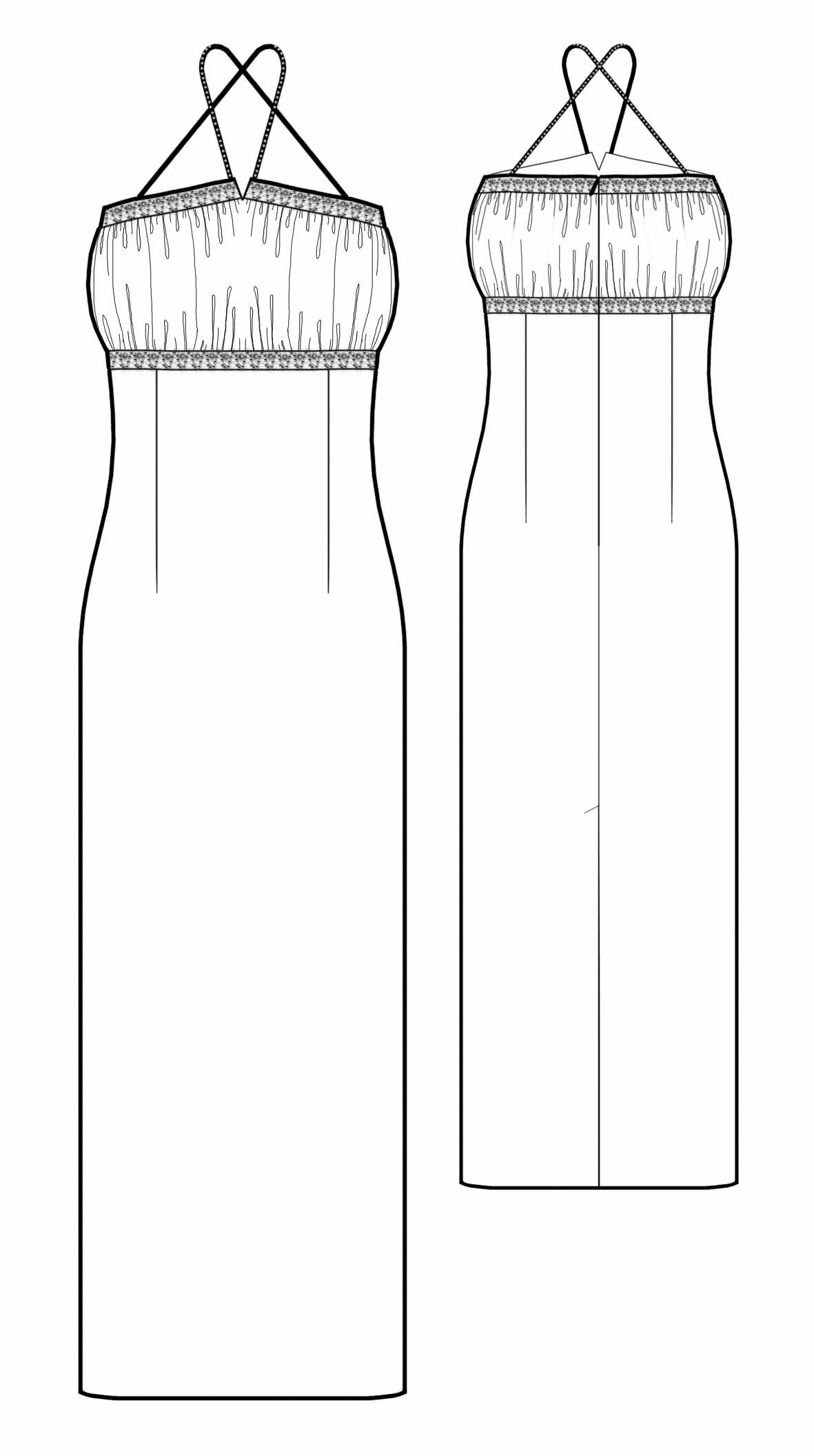 Dress With Gathered Bodice - Sewing Pattern #5519. Made-to-measure ...