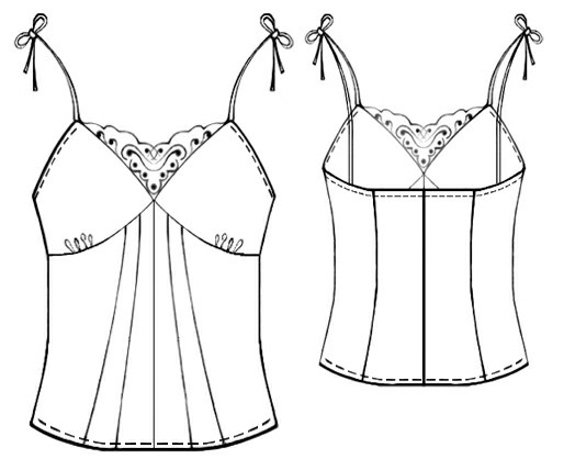 Top With Lace Inset - Sewing Pattern #5417. Made-to-measure sewing ...