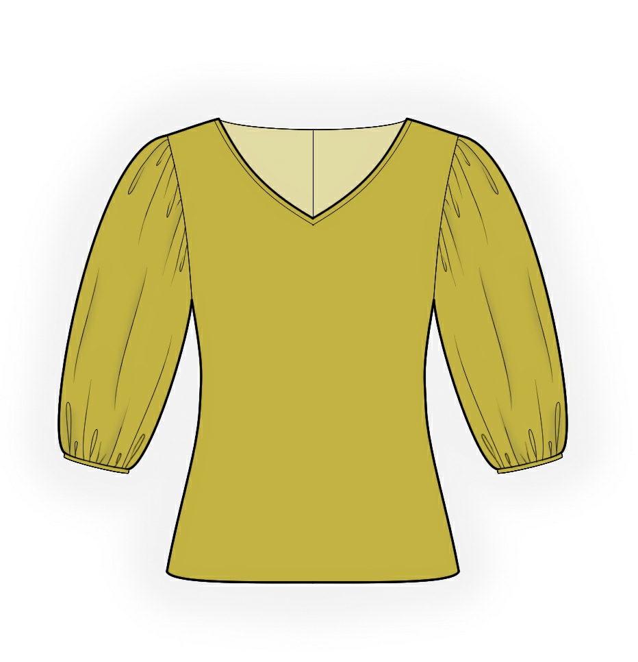 Blouse With Wide Sleeves - Sewing Pattern #4202. Made-to-measure sewing ...
