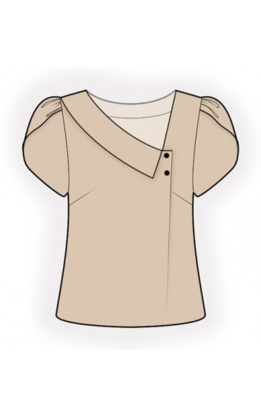 Blouse With Asymmetrical Collar - Sewing Pattern #2602. Made-to-measure ...