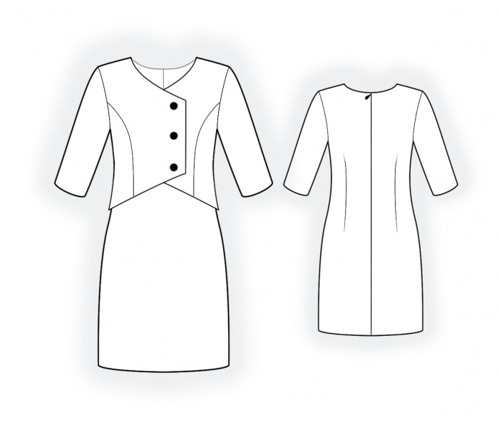 Dress With Decorative Front - Sewing Pattern #4883. Made-to-measure ...