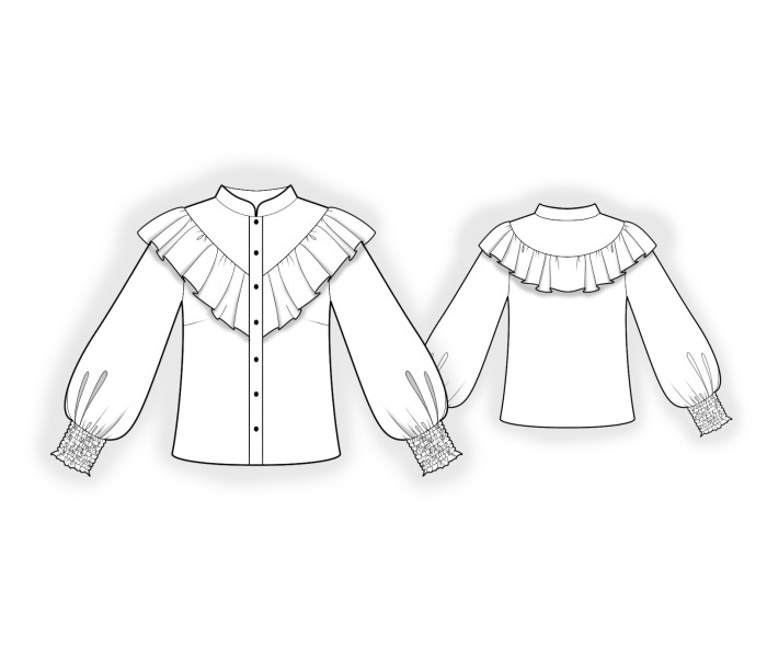 Blouse With Flounces - Sewing Pattern #2768. Made-to-measure sewing ...
