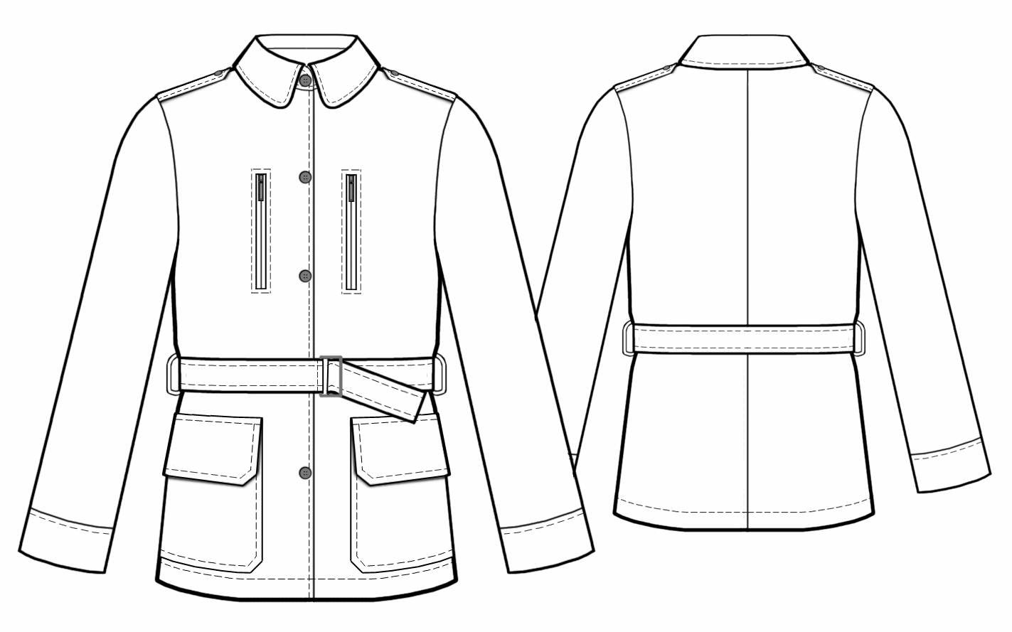 Jacket With Epaulettes - Sewing Pattern #5476. Made-to-measure sewing ...