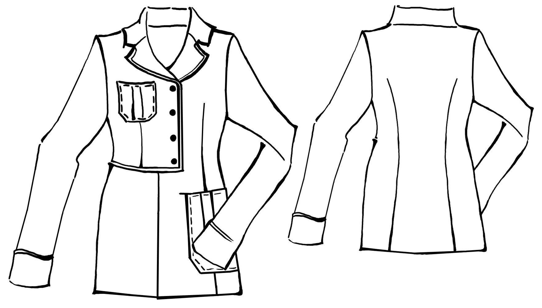 Asymmetrical Jacket - Sewing Pattern #5311. Made-to-measure sewing ...